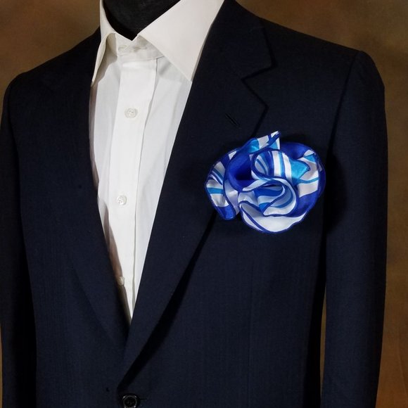 Antonio Ricci | Accessories | New 2in Pouf Round Pocket Square Blue ...